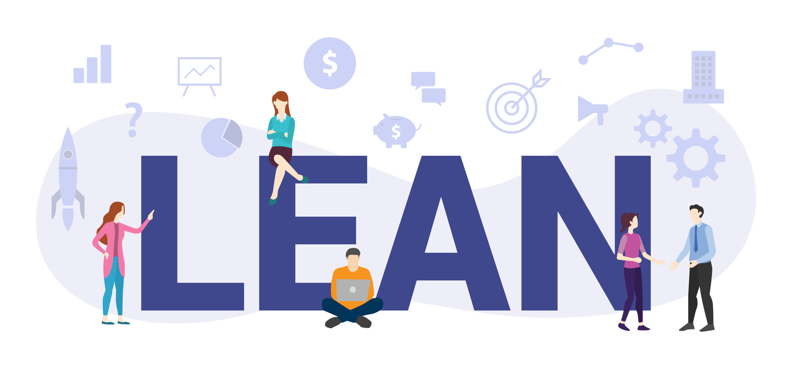 lean workflow management concept with big word or text and team people ...